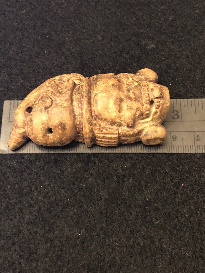 Very Rare Pre-Columbian Aztec, Incan, Mayan Carved Stone Mask Pendant ...