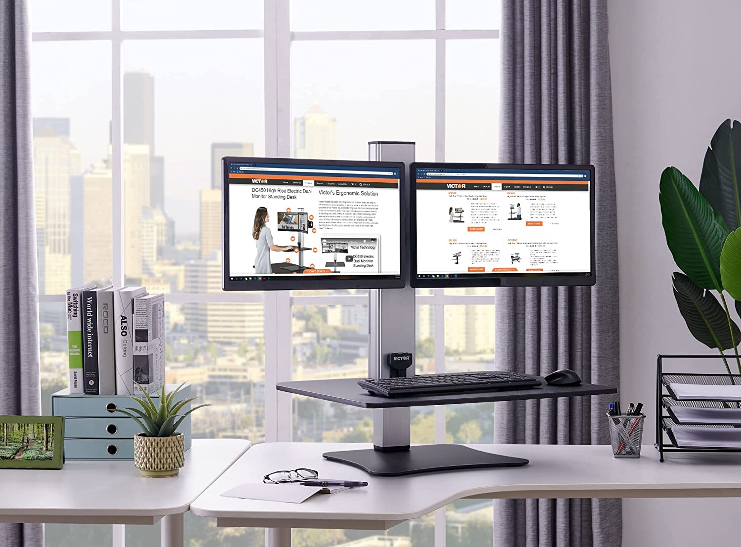 DC450+Dual+Monitor+Electric+Standing+Desk+Black+28+Inch+Wide+Work ...