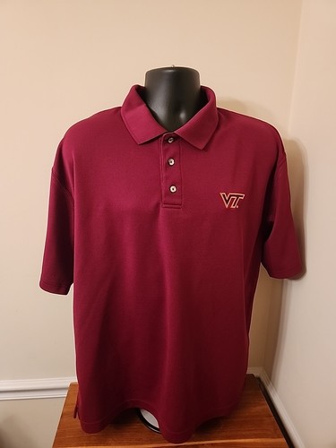 Virginia Tech Hokies Mens S/S Maroon Orange Wht Logo NCAA Polo Shirt ...