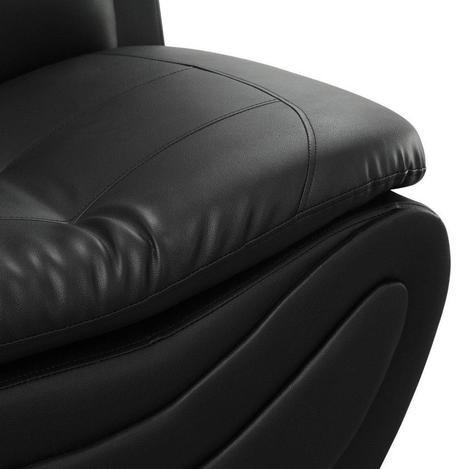 Black Faux leather 3-Piece Couch Living Room Sofa Set | eBay