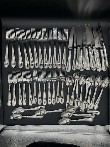 Mixed Lot Of 50 Lenox Bead Flatware Silverware 18/10 Glossy Plume Tip ...