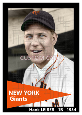 Hank Leiber - 1934 New York Giants - 2.5 x 3.5 custom card (blank back ...