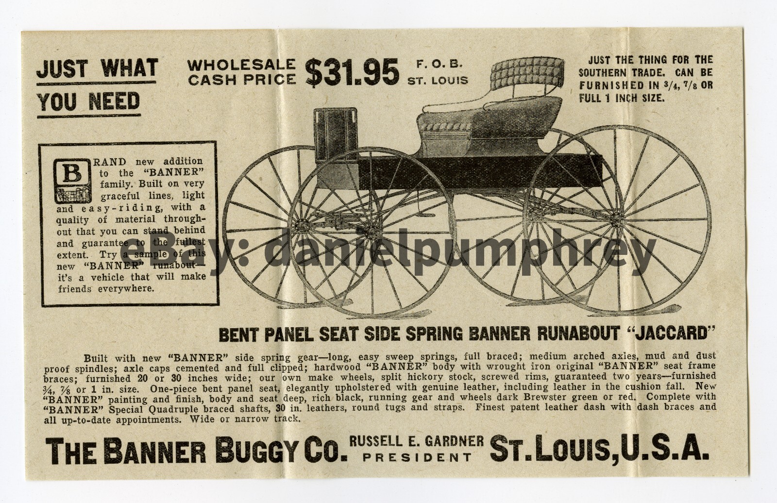 Qty 2 Info Sheets 1910 Banner Buggy Co Vintage St. Louis, Missouri ...