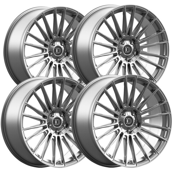 (Set of 4) Defy D12 20x8.5 5x108/5x110 +38mm Silver Wheels Rims 20 ...