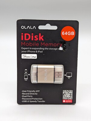 64GB Olala iDisk Mobile Memory iPhone iPad USB 3.0 Speedy Transfer ...