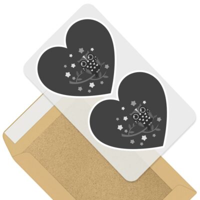 2 x Heart Stickers 10 cm - BW - Cute Night Owl Bird Christmas #39807 ...