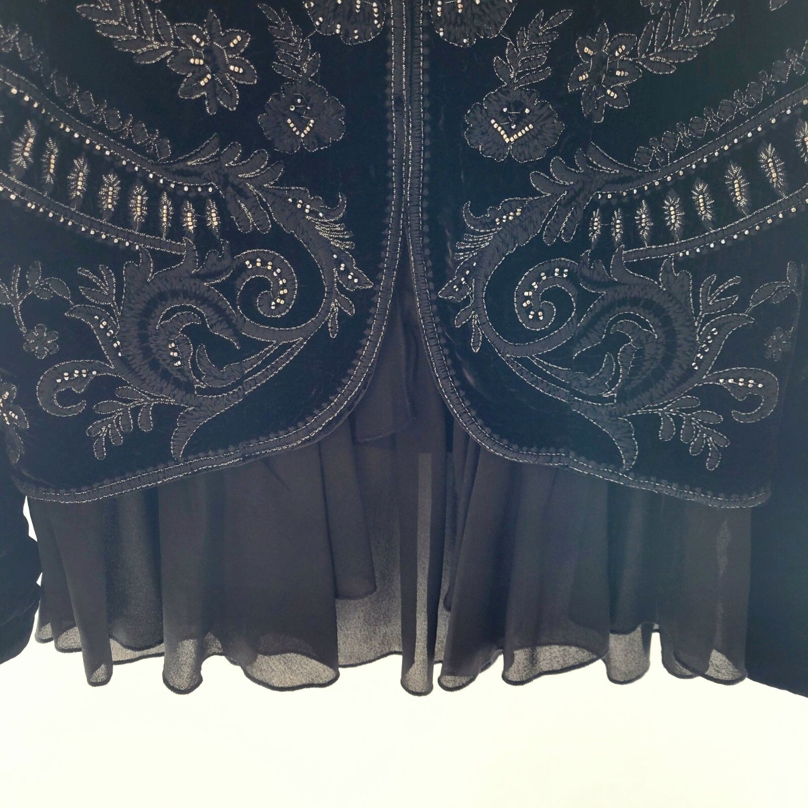 Zara Woman Black Beaded Embroidered Velvet Jacket She… - Gem