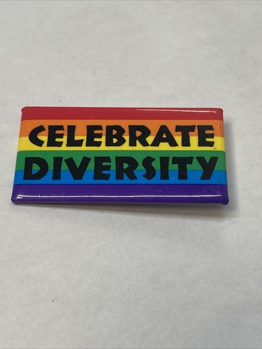 Rainbow Celebrate Diversity Pinback Button Rectangle Pin Back Badge | eBay
