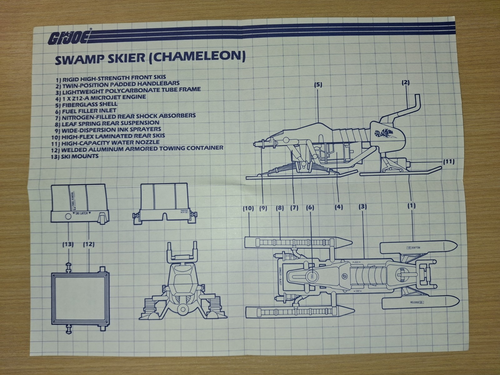 GI Joe 1984 Swamp Skier Vehicle Blueprints Instructions Original Hasbro ...