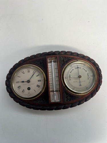 RARE ANTIQUE WALL HANGING CLOCK & BAROMETER - PASCALL ATKEY & SON COWES ...