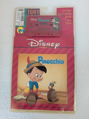 Disney Pinocchio Story 24 Page Read-Along Book & Cassette Tape New ...