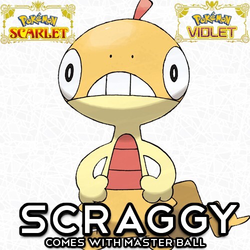 Non-Shiny Scraggy Lv1 Adamant Nature Shed Skin Ability Pokemon Scarlet ...