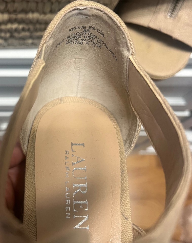 Lauren by Ralph Lauren Sandals Womens 8B Kelcie Espadrille Beige Wedge ...