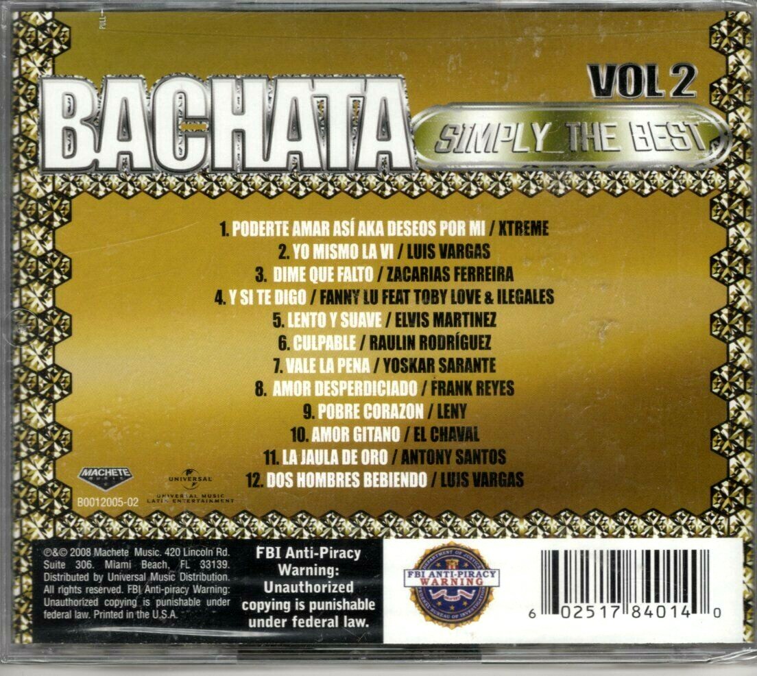 BACHATA SIMPLY THYE BEST VOL.2 - CD - LUIS VARGAS, RAULIN RODRIGUEZ - CD | eBay