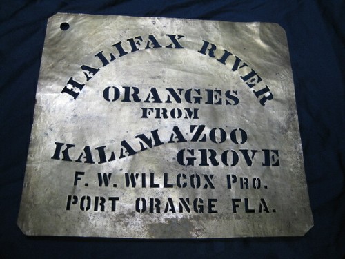 Antique 1880's Brass Box Stencil Sign Halifax River Oranges - PORT ...