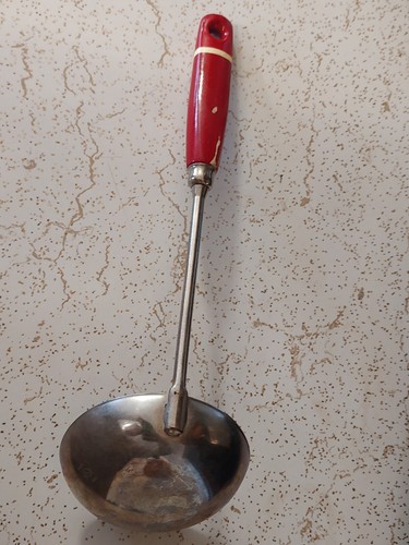 Vintage A & J Red Wood Handle Ladle | eBay