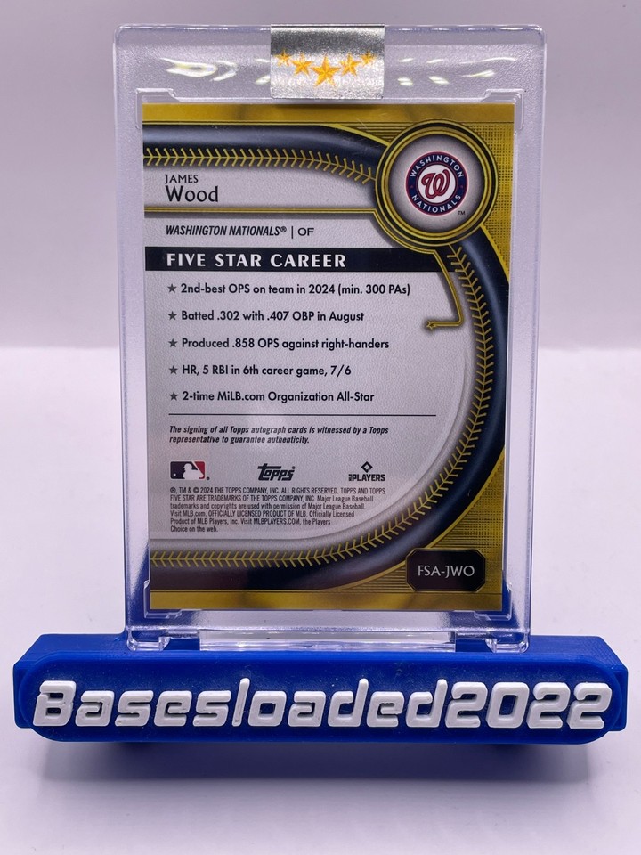 2025 Topps Five Star JAMES WOOD Rookie Autograph 02/15 Nationals RC AU ...