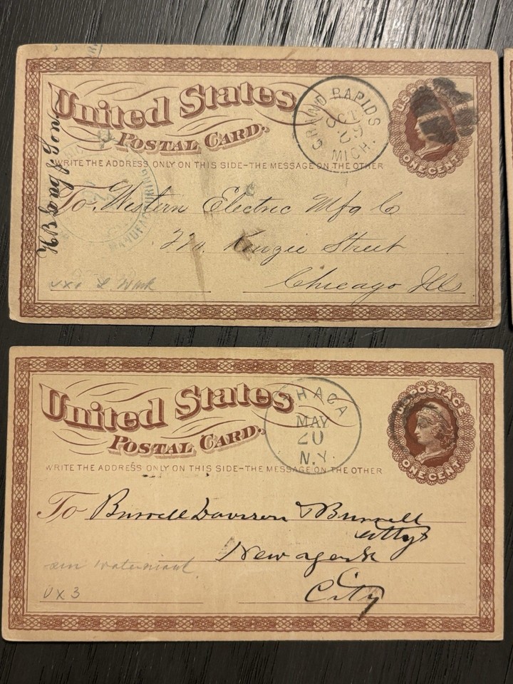 1870s UX1 UX3 POSTAL CARD Letter Lot Chicago New York Pennsylvania Hand ...