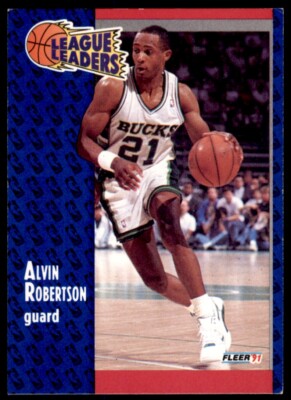 1991-92 Fleer Basketball Base Alvin Robertson EX League Leaders #222 ...