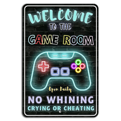 Welcome to the Game Room Sign for Gamers Metal Wall Decor | eBay