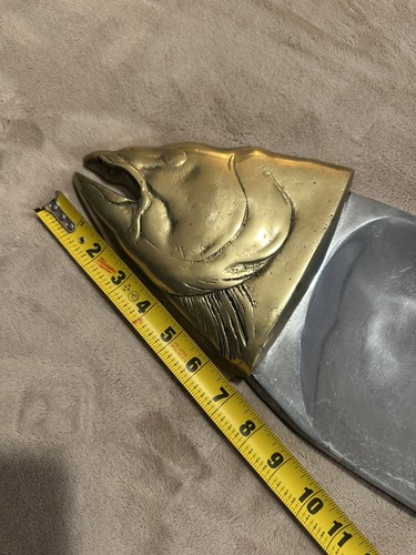 Vintage MCM Fish Serving Platter Tray Brass And Pewter Heavy Mid ...