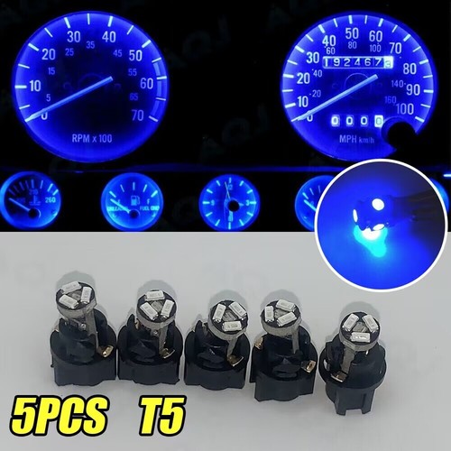 5X T5 3014 BLUE LED Gauge Cluster Dash Instrument Light Bulb W/ Sockets ...