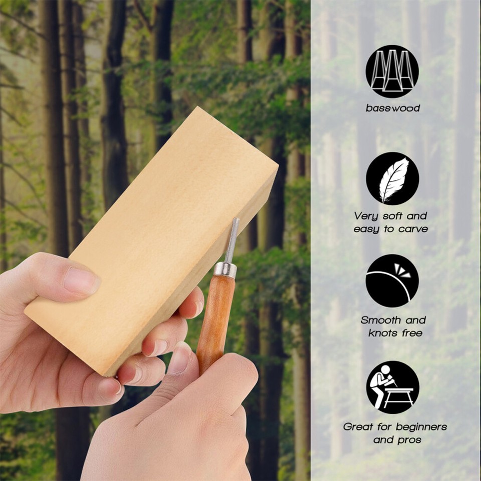 10Pcs Pcs Basswood Carving Wood Blocks Kit for Beginners Whittling Wood ...