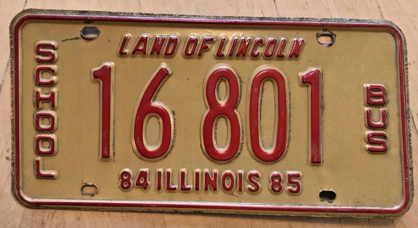 1985 ILLINOIS SCHOOL BUS LICENSE PLATE " 16 801 " IL PUPIL TRANSPORT ...