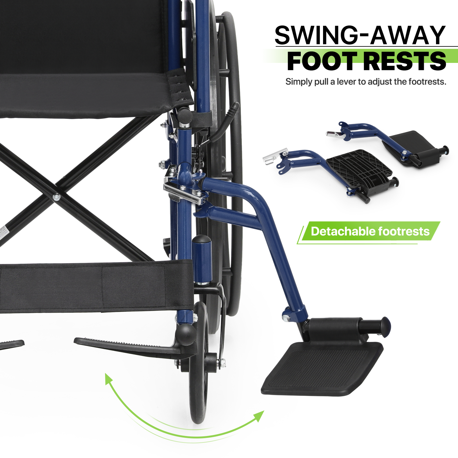 [FDA APPROVED]Foldable Manual Wheelchair w/Flip Back Armrest Swing Away ...