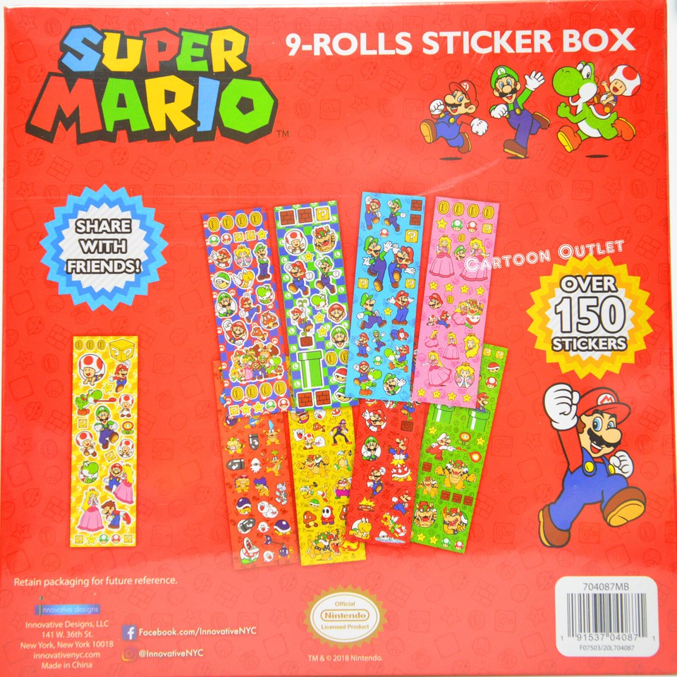 Nintendo Super Mario Mini Stickers Luigi Princess Peach Bullet Bill Shy ...