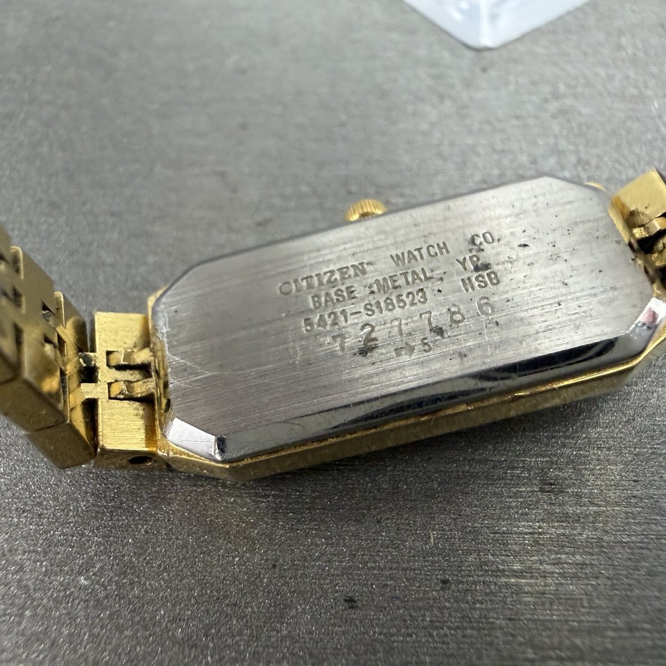 Citizen CQ Tank Watch Women 13mm Champagne Dial Gold Tone Rectangle New ...