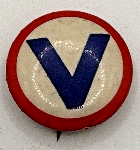 VINTAGE V FOR VICTORY BUTTON PINBACK PIN 1" | eBay