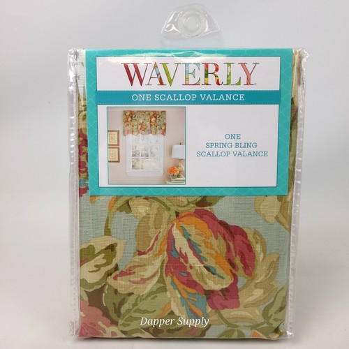 Waverly One Scallop Valance Spring Bling Vapor 52" x 18" Floral ...