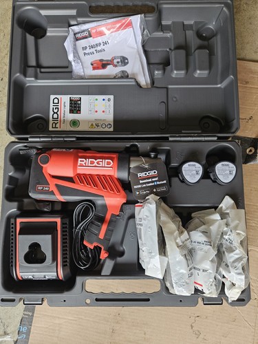 Rigid RP240 Compression Tool Brand New NEVER USED 2 Batteries, 4 Die ...