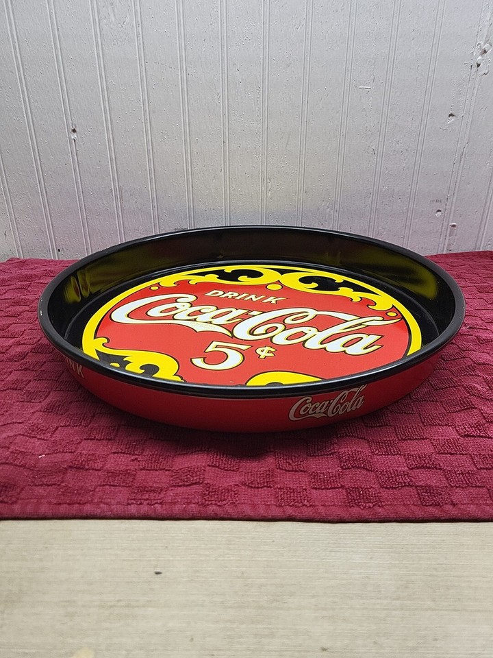 Vintage Coca-Cola Round Tin Sign 1999 ( Drink Coca-Cola 5 Cents ) 13 ...