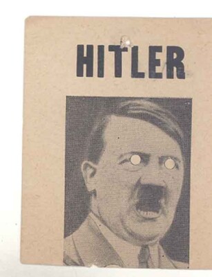 RARE 1940'S PENNY ARCADE GAME TARGET CARD SHOOT OUT HITLER'S EYES (CARD ...