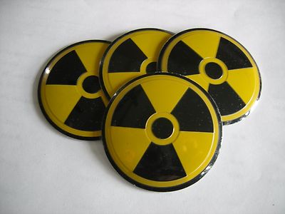 RADIATION NUCLEAR WHEEL CENTER CAP EMBLEMS SET 4 ALUMINUM STICKERS ...