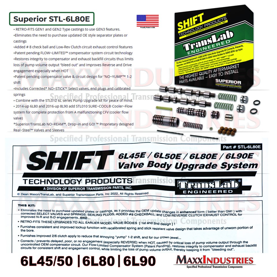 6L45-6L50-6L80-6L90 Transmission Valve Body Shift Correction Kit STL ...
