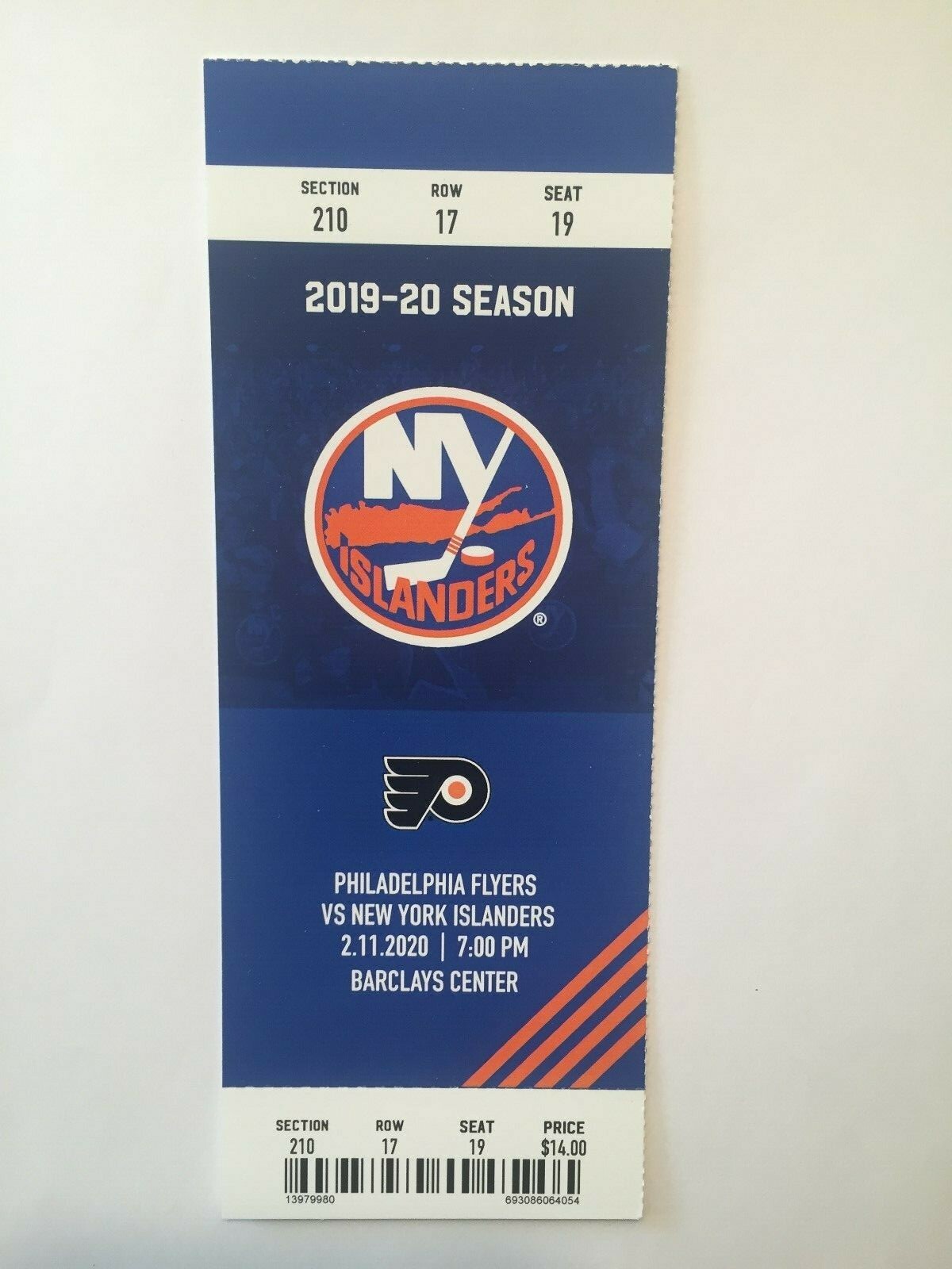 NEW YORK ISLANDERS VS PHILADELPHIA FLYERS FEBRUARY 11, 2020 TICKET STUB ...