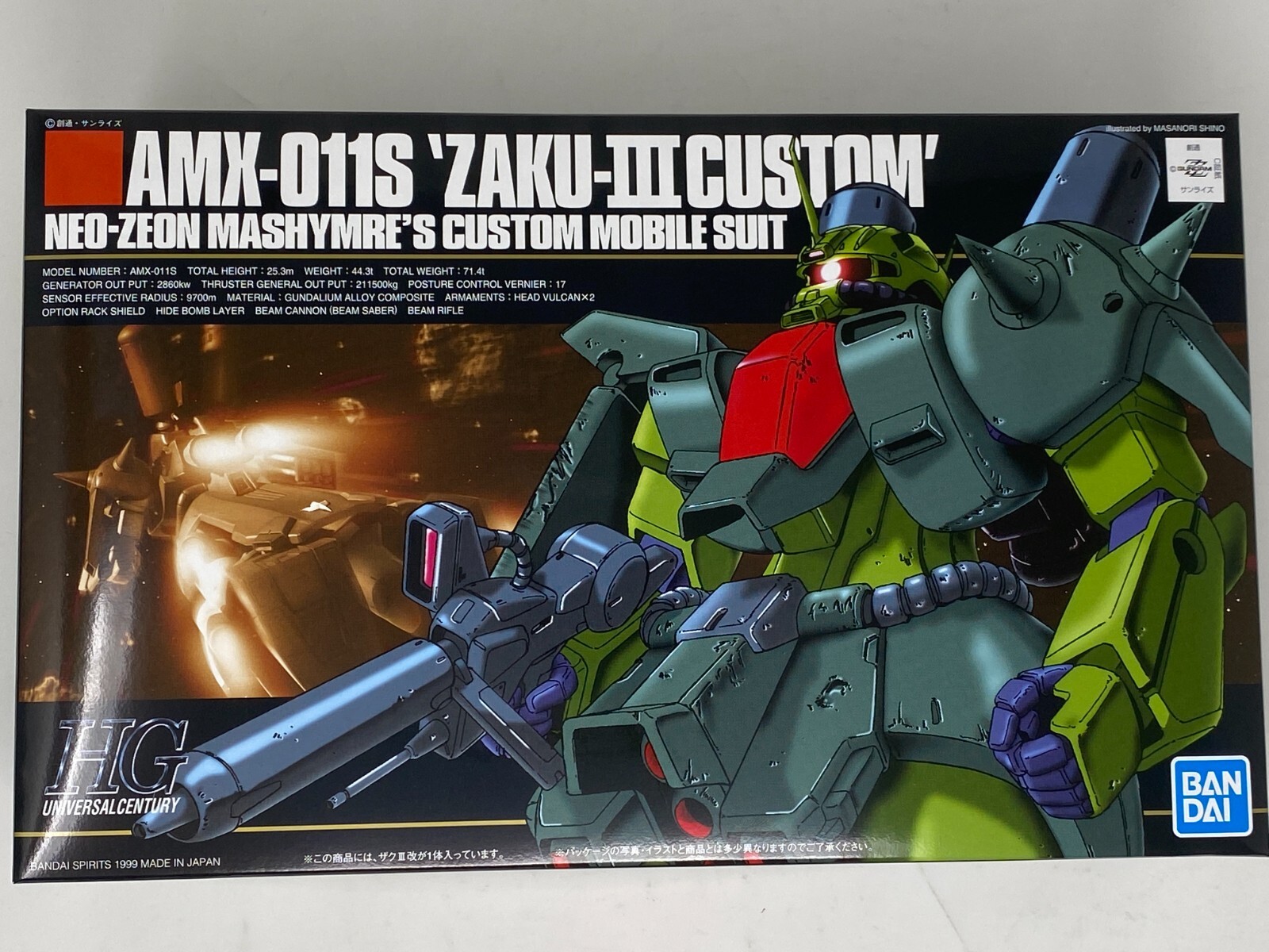 Bandai HGUC Mobile Suit ZZ Gundam ZAKU III CUSTOM 1/144 Scale Plastic ...
