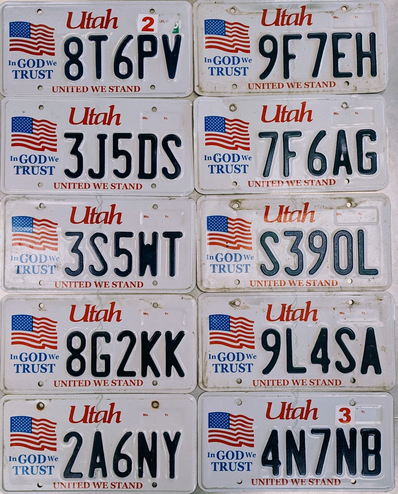 BULK LOT of 10 Utah License Plates, United We Stand. NICE QUALITY | eBay
