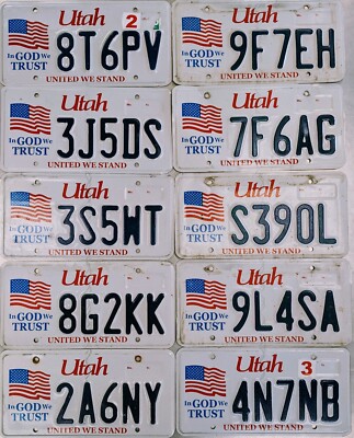 BULK LOT of 10 Utah License Plates, United We Stand. NICE QUALITY | eBay