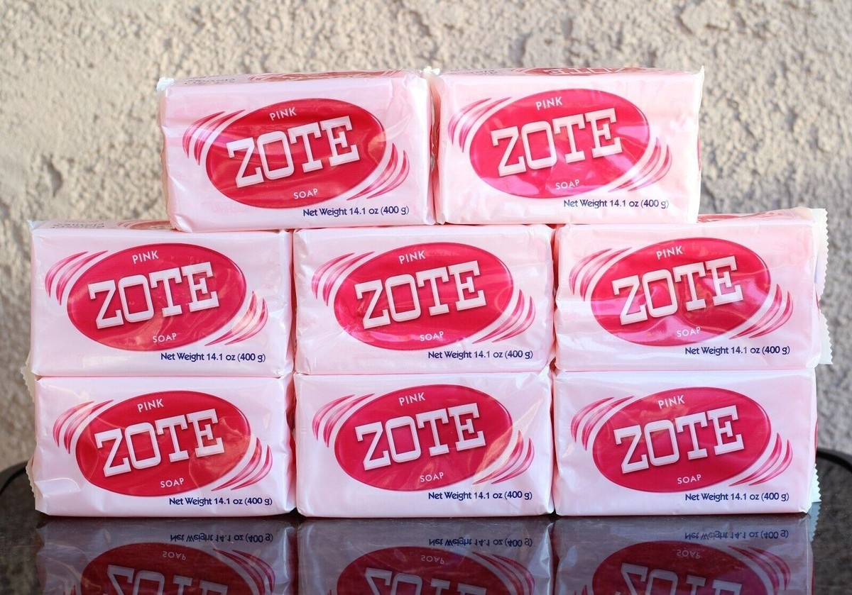 Zote Logo 8 Pcs PINK ZOTE LAUNDRY BAR SOAP 14.1 OZ 400 G MADE IN