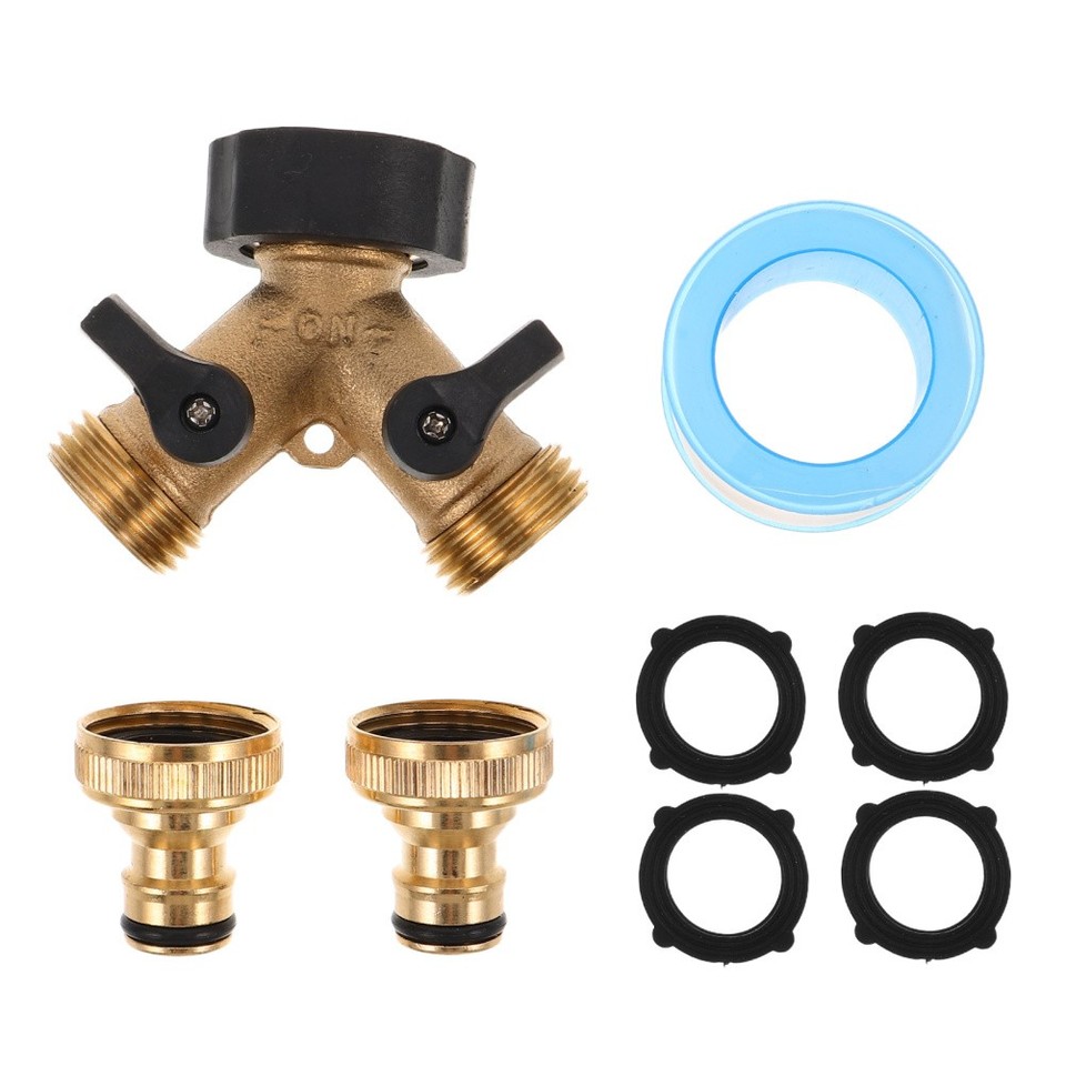 1 Set Y Type Garden Hose Valve Splitter Copper Y Hose Connector And ...