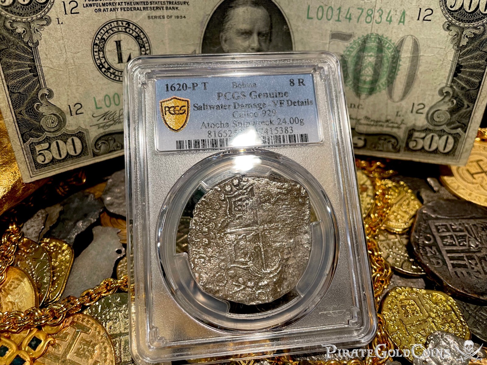 FULL DATE 1620 PCGS BOLIVIA ATOCHA SHIPWRECK MEL FISHER COA PIRATE ...