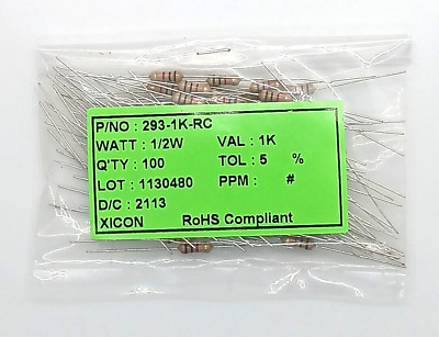 Xicon 293-1K-RC Metal Film Resistor 100 Pcs | eBay
