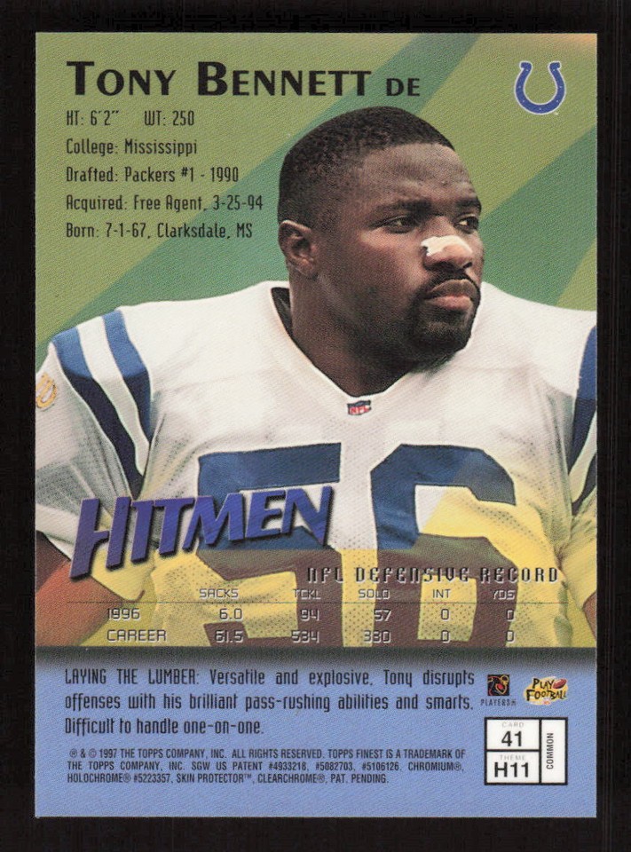 1997 Topps Finest #41 Tony Bennett Indianapolis Colts | eBay