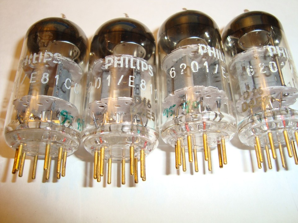 Matched Pair of Rare 6201/E81CC Tubes By Philips, Gold Pin & Solid Disc ...