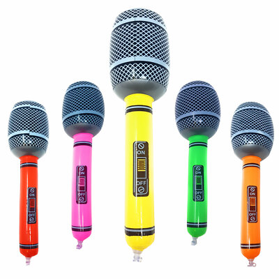 Inflatable Microphone Blow Up Fancy Dress Party Disco Musical Accessory ...