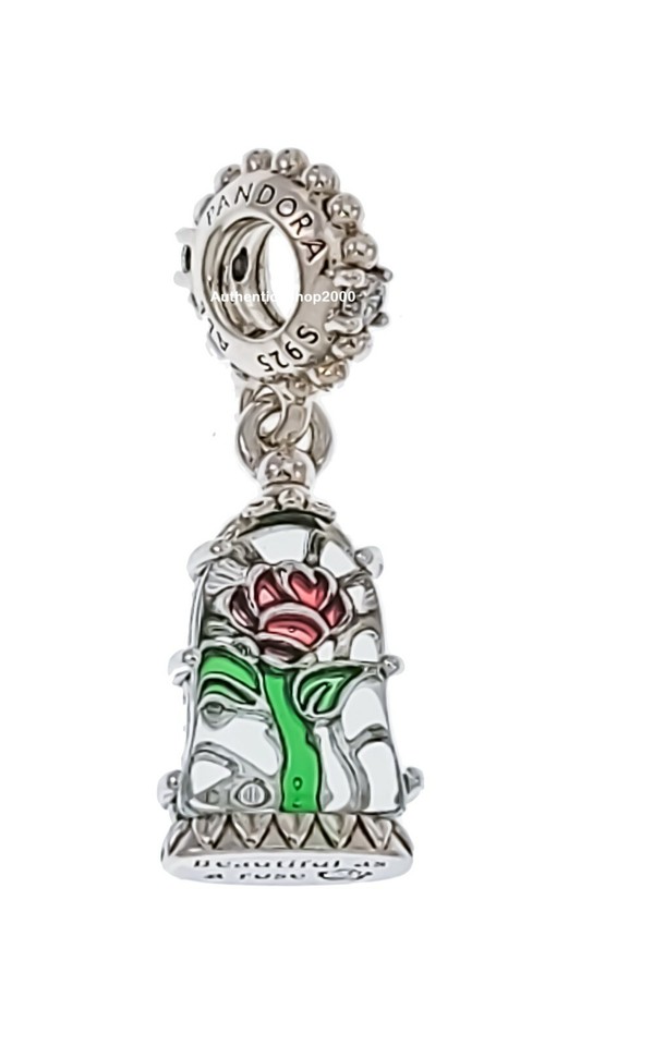 New 100% PANDORA 925 Disney Beauty and the Beast Enchanted Rose Charm ...